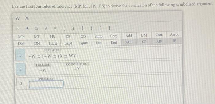 Use the first four rules of inference (MP, MT, HS, | Chegg.com
