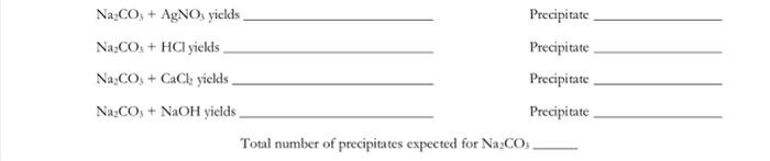 Solved Na2CO3+AgNO3 yiclds Precipitate Na2CO3+HCl yields | Chegg.com