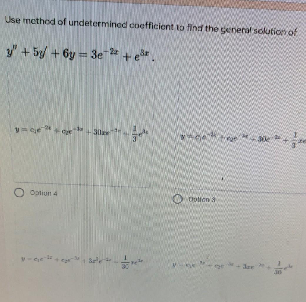 Solved Use method of undetermined coefficient to find the | Chegg.com