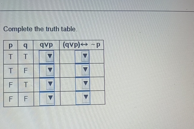 Solved Complete the truth | Chegg.com