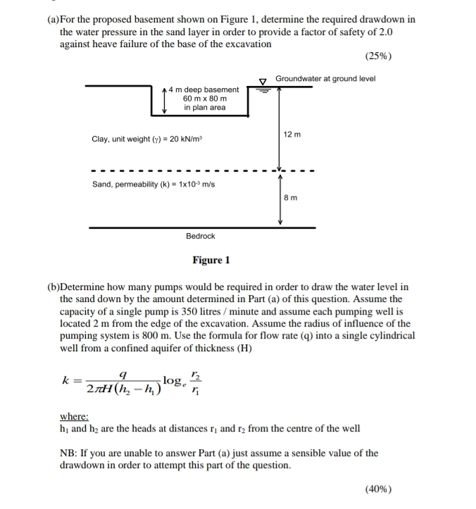 Solved (a)For the proposed basement shown on Figure 1, | Chegg.com