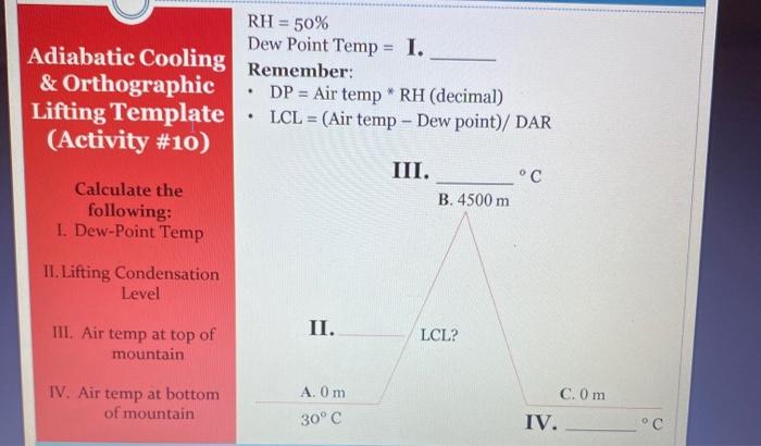Solved Adiabatic Cooling & Orthographic Lifting Template | Chegg.com