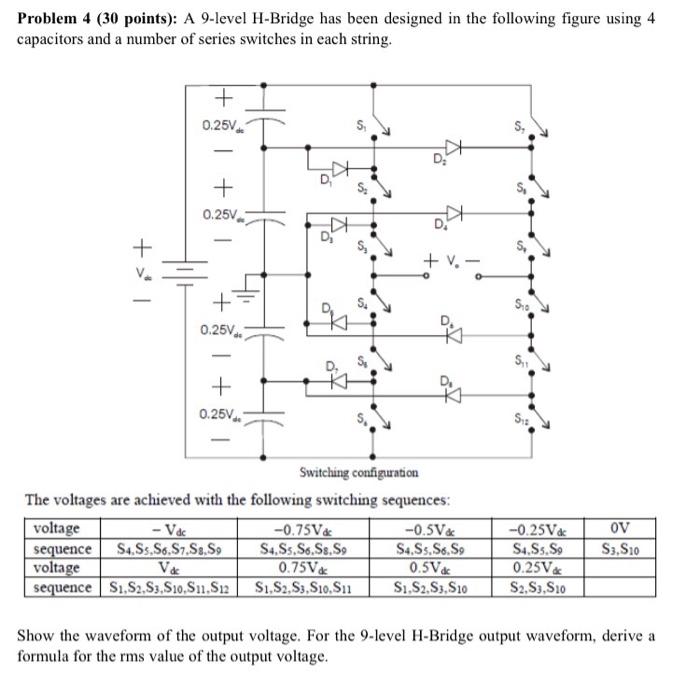 Problem 4 ( 30 points): A 9-level H-Bridge has been | Chegg.com
