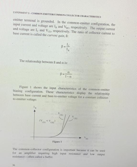 Common-Emitter/Common- Collector Characteristics 5 | Chegg.com