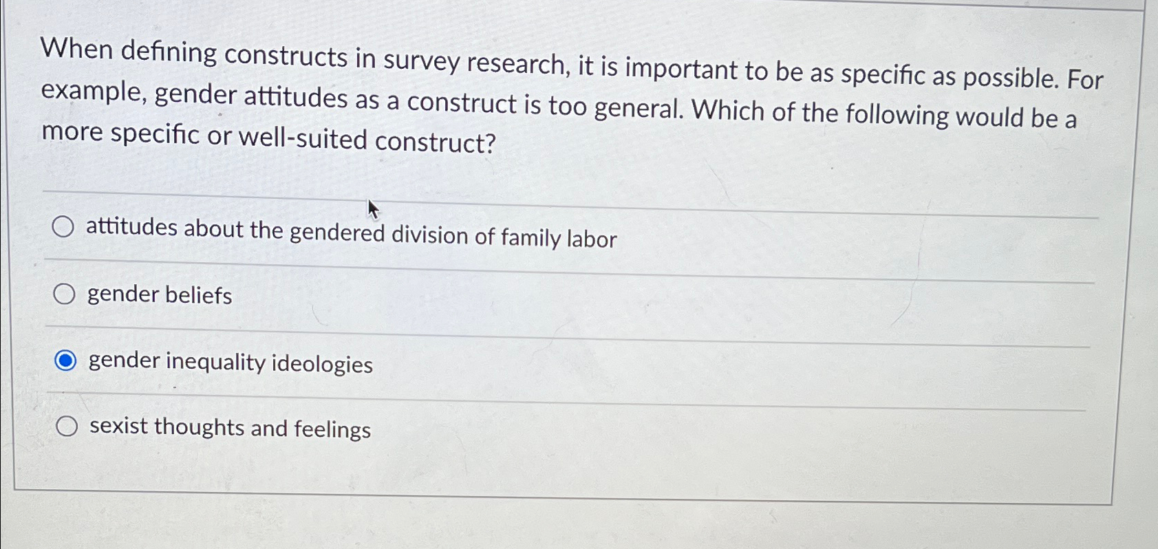 Solved When defining constructs in survey research, it is | Chegg.com