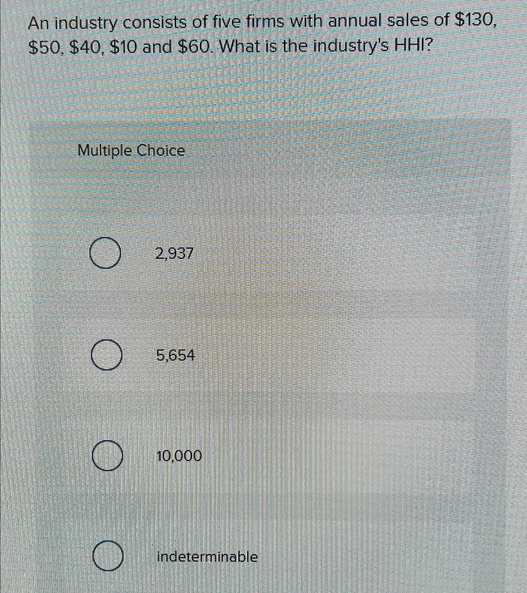 Solved An industry consists of five firms with annual sales | Chegg.com