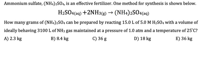 Solved Ammonium sulfate, (NH4)2SO4, is an effective | Chegg.com