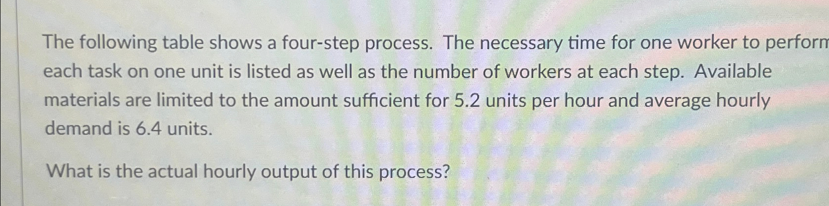 Solved The following table shows a four-step process. The | Chegg.com