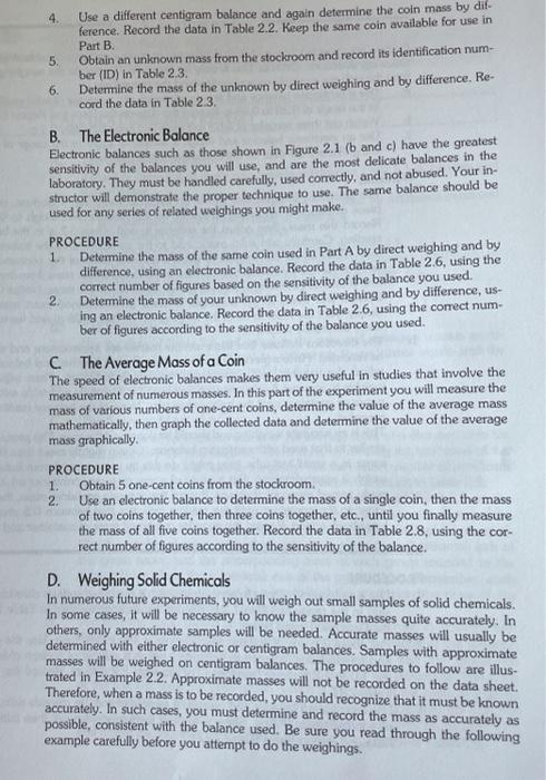THE USE OF CHEMICAL BALANCES A. The Centigram Balance | Chegg.com