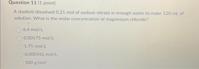 Solved A student dissolved \\( 0.21 \\mathrm{~mol} \\) of | Chegg.com