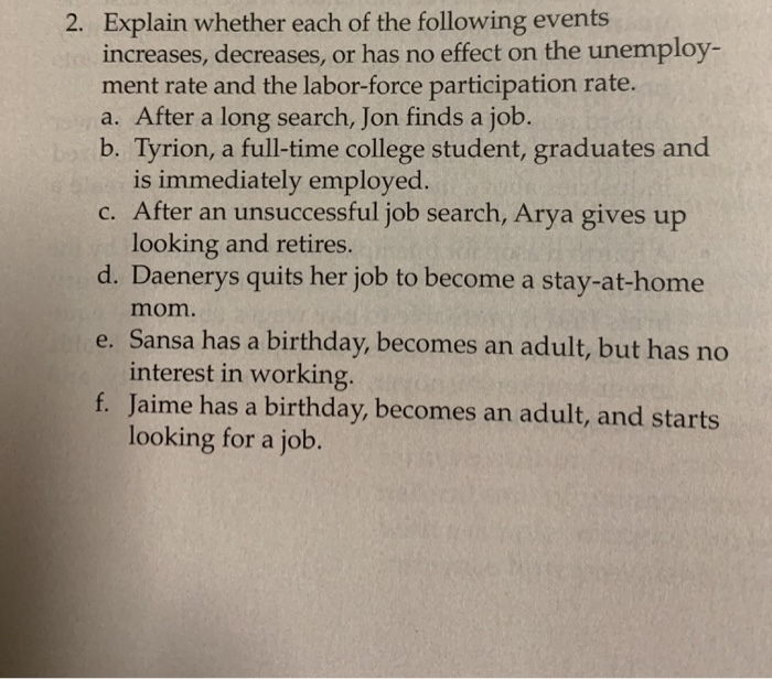 Solved 2. Explain whether each of the following events | Chegg.com