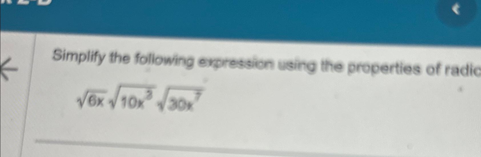 Solved Simplify the following expression using the | Chegg.com