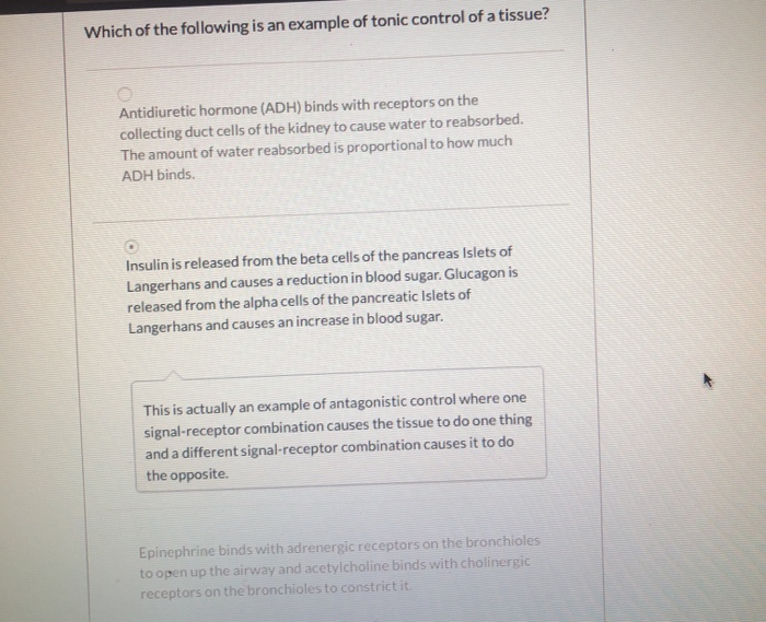 Solved Which of the following is an example of tonic control | Chegg.com