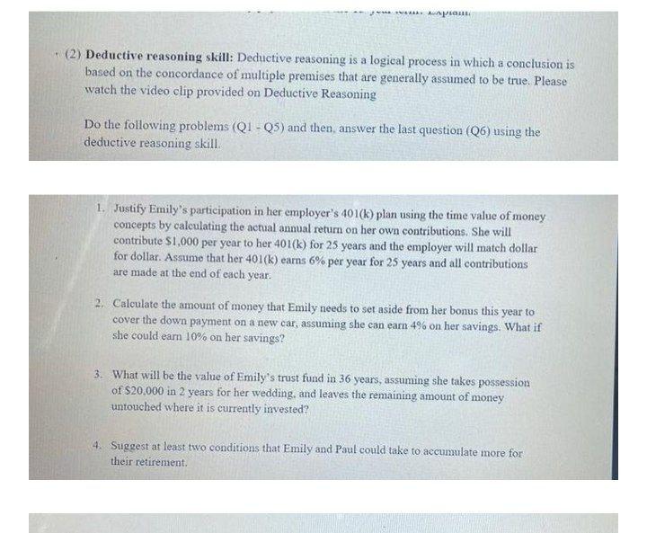 Solved VERALL (2) Deductive reasoning skill: Deductive | Chegg.com