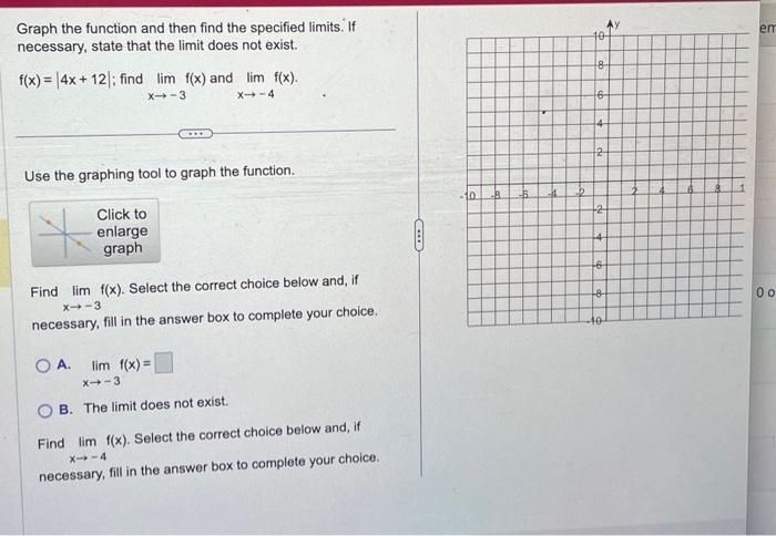 Solved Decide From The Graph Whether A Limit Exists If A