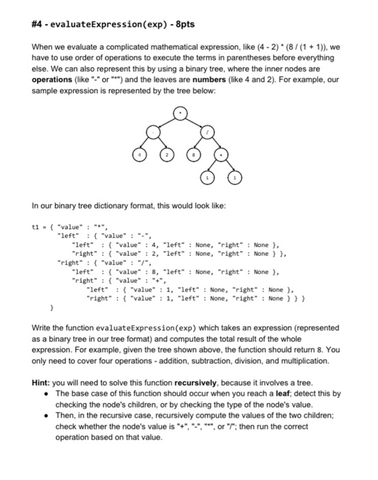 Solved: #4 - EvaluateExpression(exp) - 8pts When We Evalua... | Chegg.com