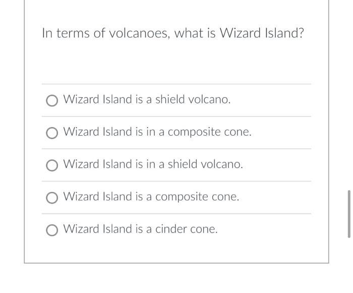 Solved In terms of volcanoes, what is Wizard Island? Wizard | Chegg.com
