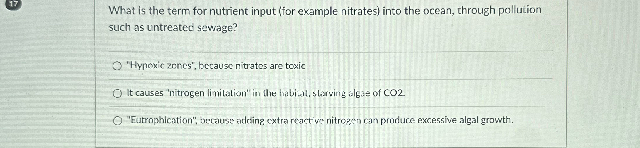 Solved What is the term for nutrient input (for example | Chegg.com