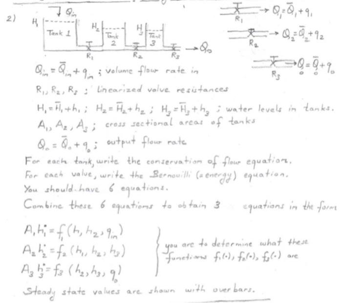 for each tank, write the conservation of flow | Chegg.com