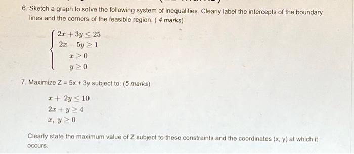 Solved 6. Sketch a graph to solve the following system of | Chegg.com