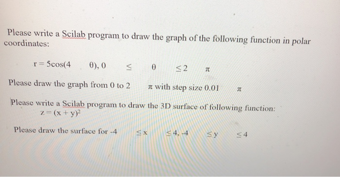 Solved Please Write A Scilab Program To Draw The Graph Of