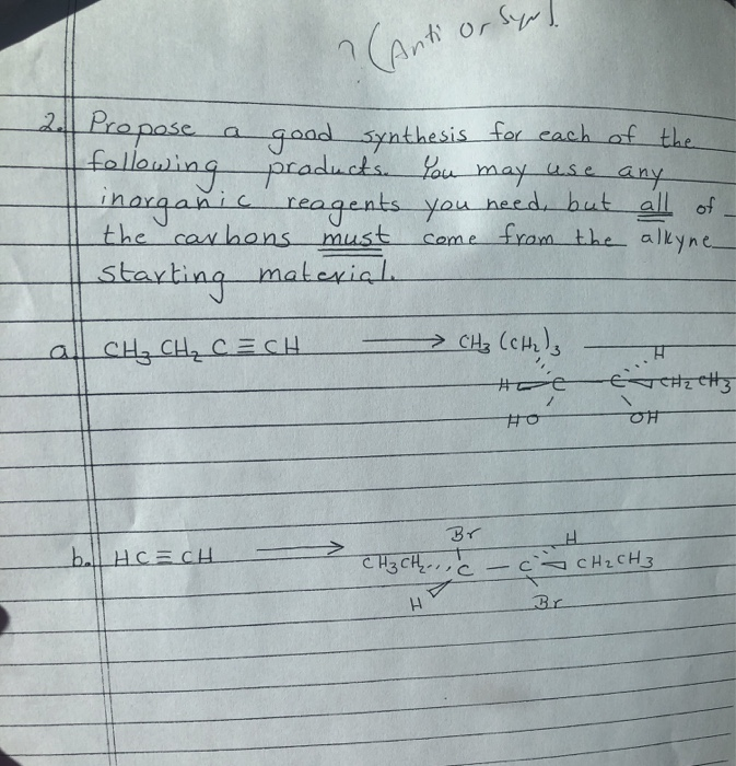 Solved Anti orsal Propose a good synthesis for each of the | Chegg.com