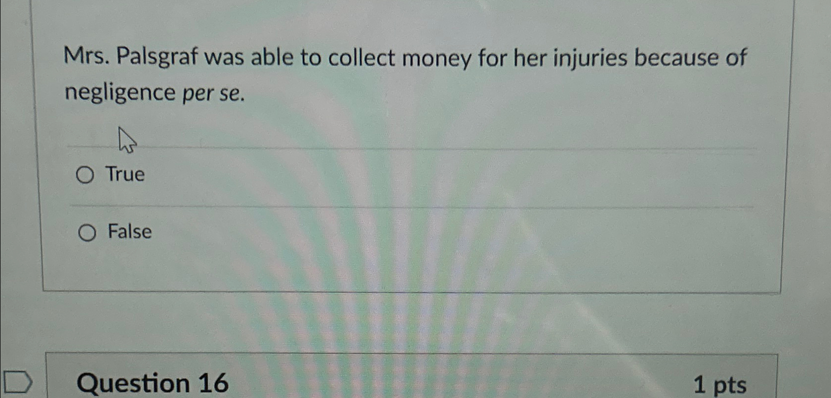 Solved Mrs. ﻿Palsgraf was able to collect money for her | Chegg.com