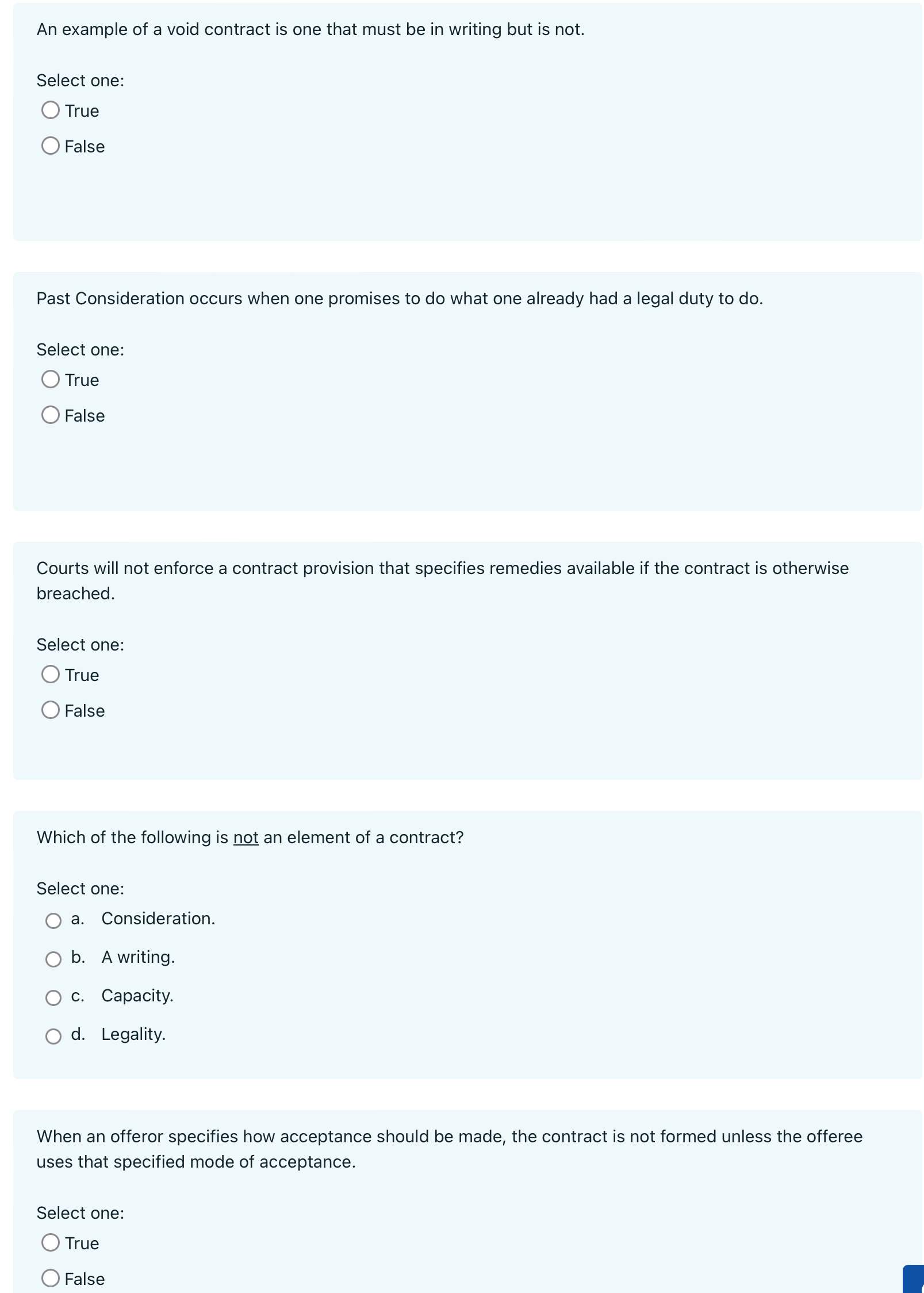 Solved An example of a void contract is one that must be in | Chegg.com