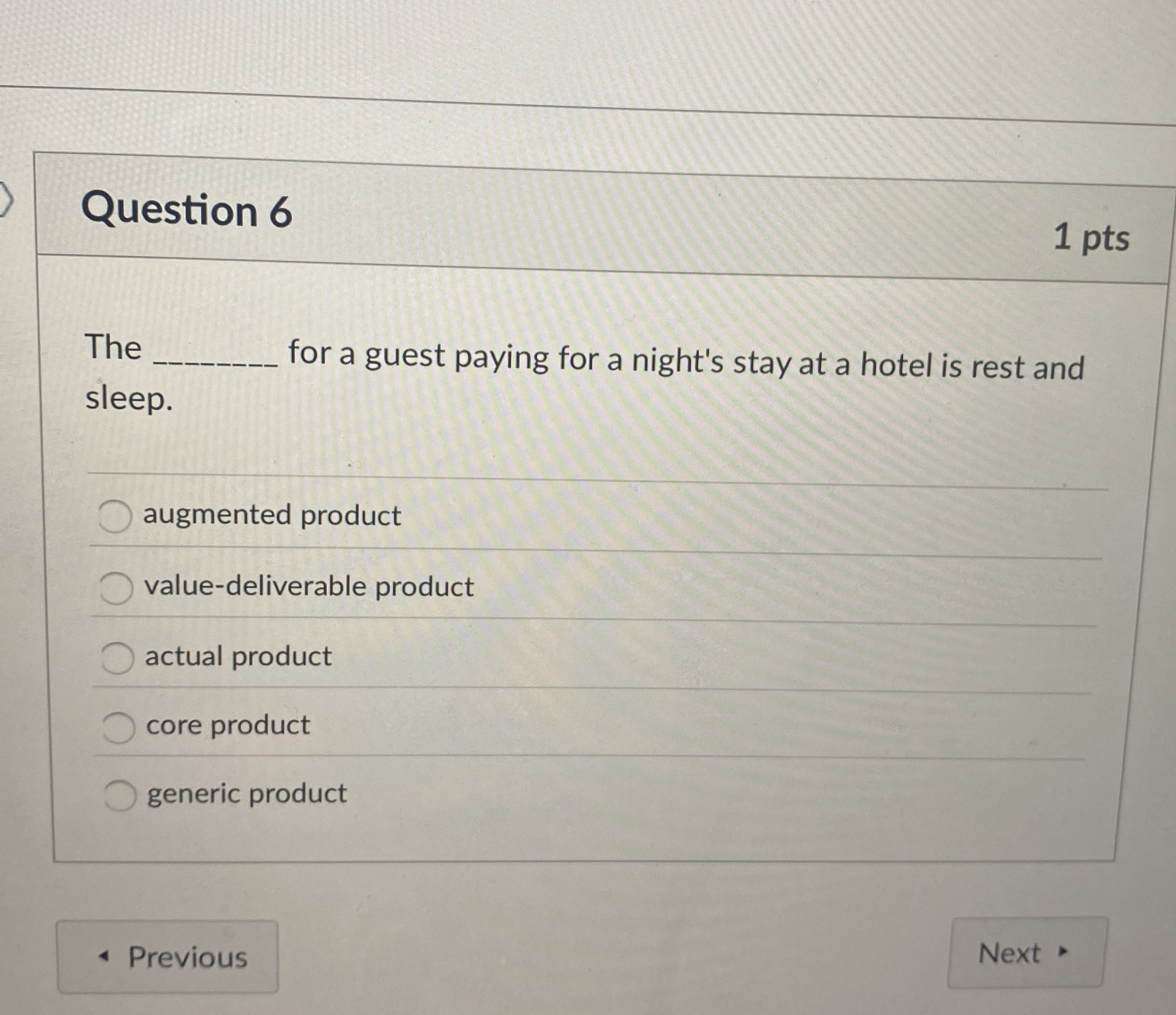 Solved Question 6Thefor a guest paying for a night's stay at | Chegg.com
