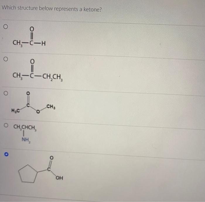 Solved Which structure below represents an aldehyde? O | Chegg.com