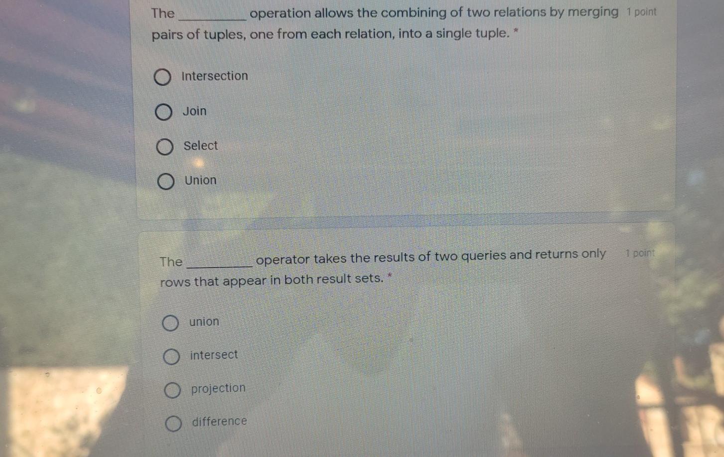 Solved The operation allows the combining of two relations | Chegg.com