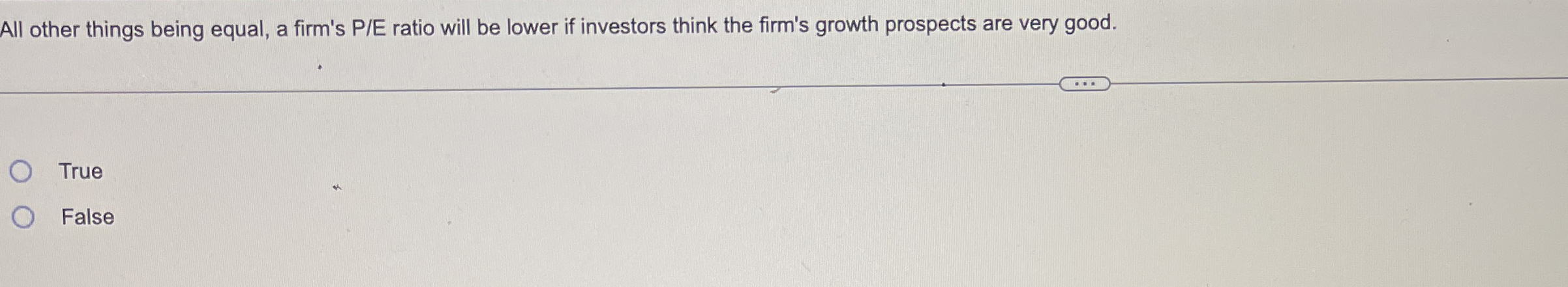 Solved All other things being equal, a firm's P/E ratio will | Chegg.com