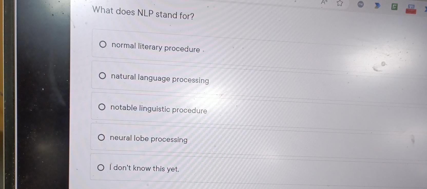 Solved What does NLP stand for?normal literary | Chegg.com