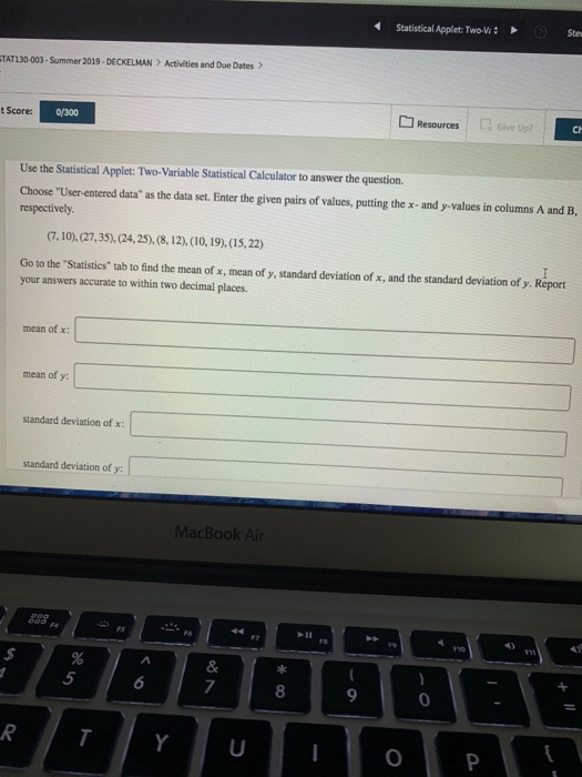 Solved Statistical Applet: Two-V Stew Activities and Due | Chegg.com