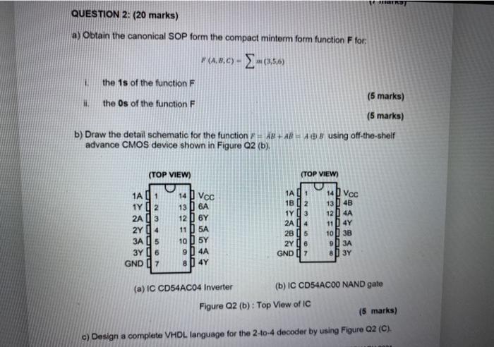 Solved WART QUESTION 2: (20 marks) a) Obtain the canonical | Chegg.com