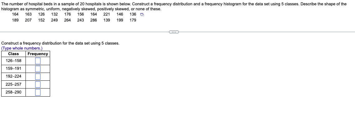 The number of hospital beds in a sample of 20 | Chegg.com