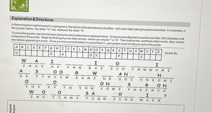 Explanation\&Directions: In the encryption method | Chegg.com