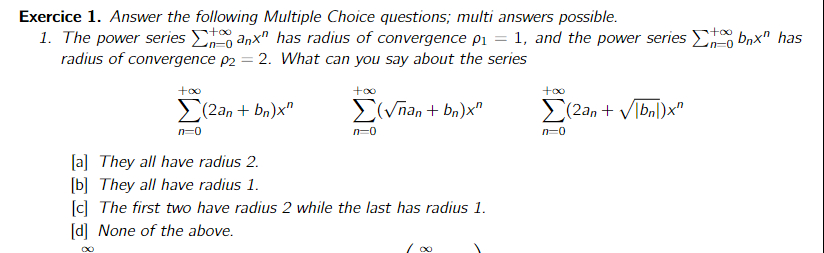 Solved Exercice 1. ﻿Answer the following Multiple Choice | Chegg.com