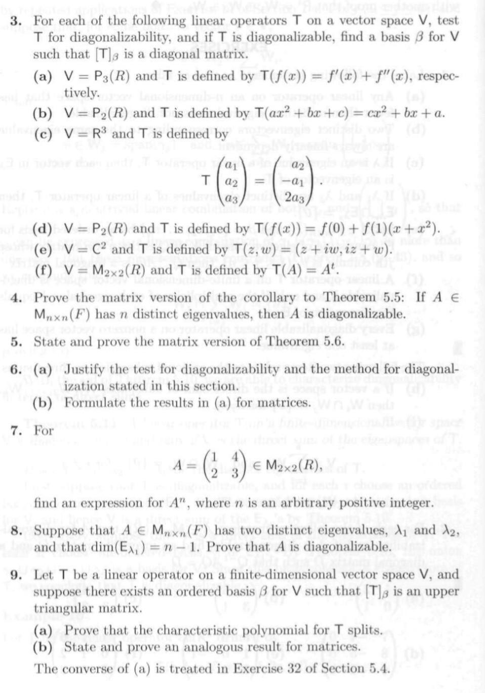 Solved 3. For each of the following linear operators T on a | Chegg.com