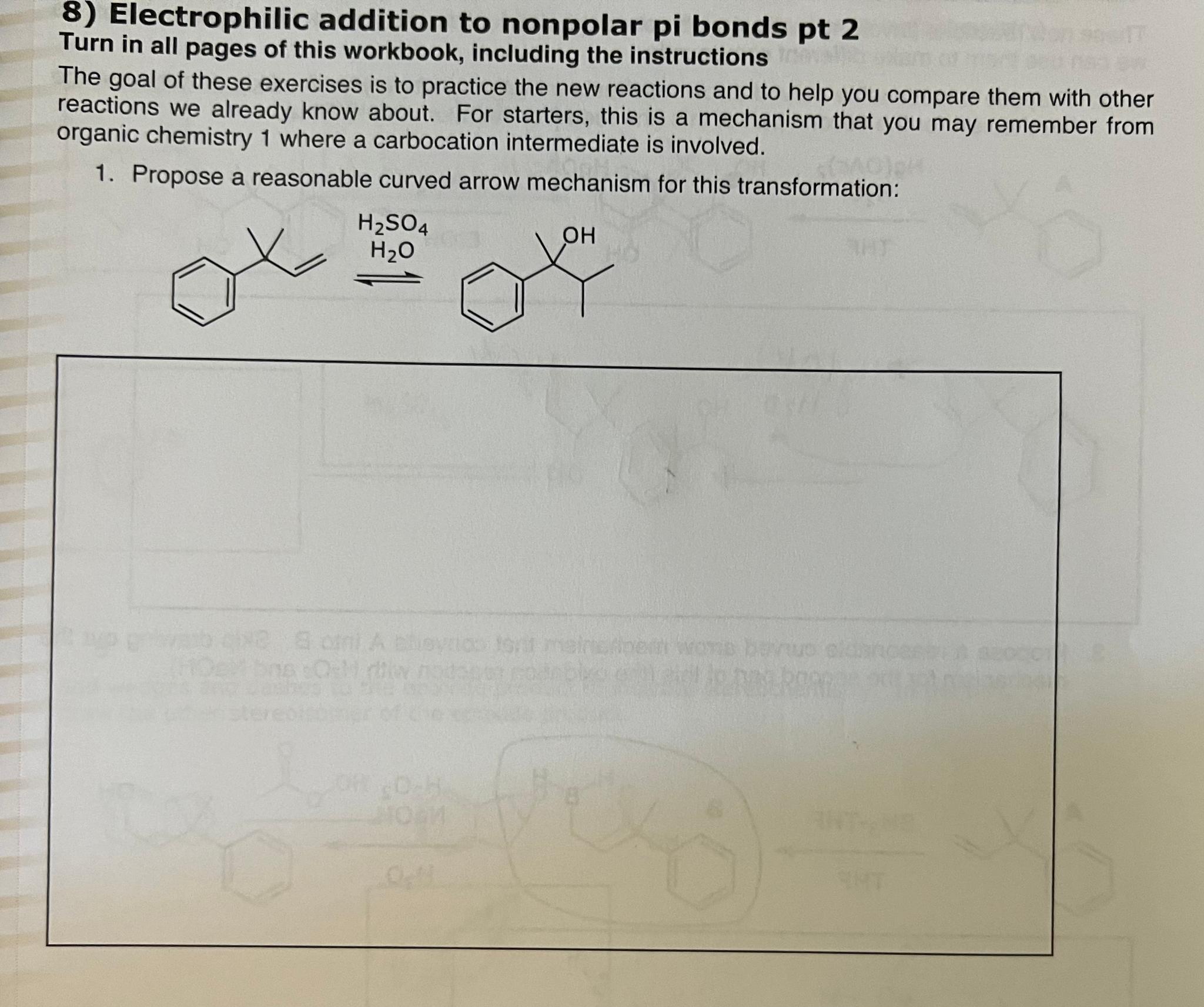 Solved Electrophilic addition to nonpolar pi bonds pt 2Turn | Chegg.com