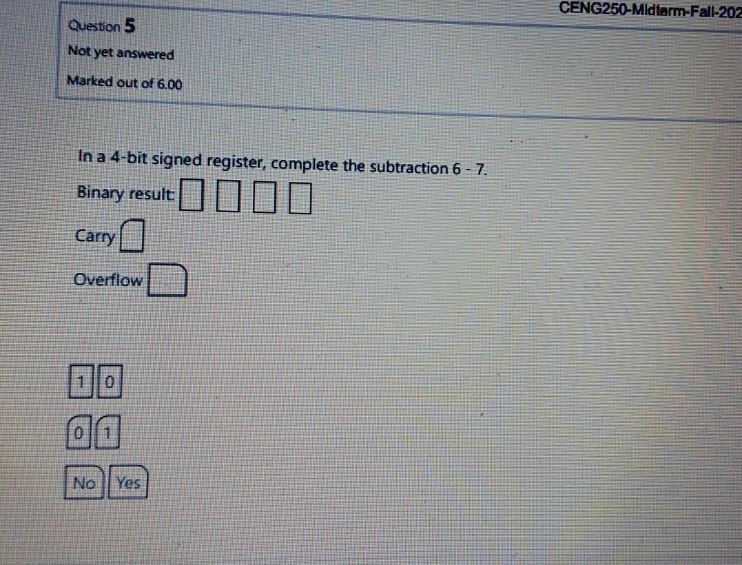 Solved In a 4-bit signed register, complete the subtraction | Chegg.com