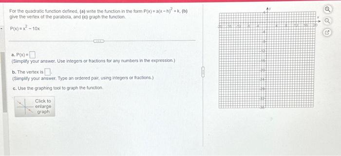 Solved For the quadratic function defined, (a) write the | Chegg.com