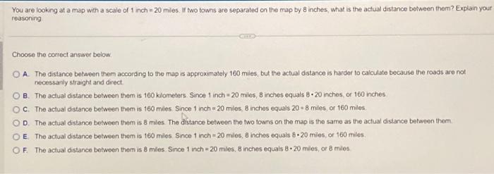 Solved You are looking at a map with a scale of 1 inch = 20 | Chegg.com
