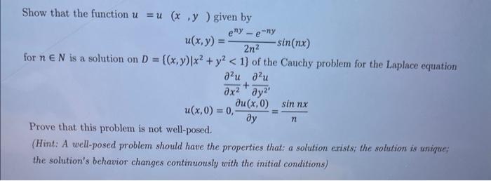 Solved Show that the function u=u(x,y) given by | Chegg.com