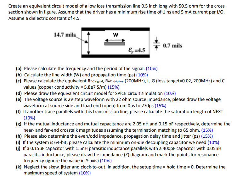 Solved Create an equivalent circuit model of a low loss | Chegg.com