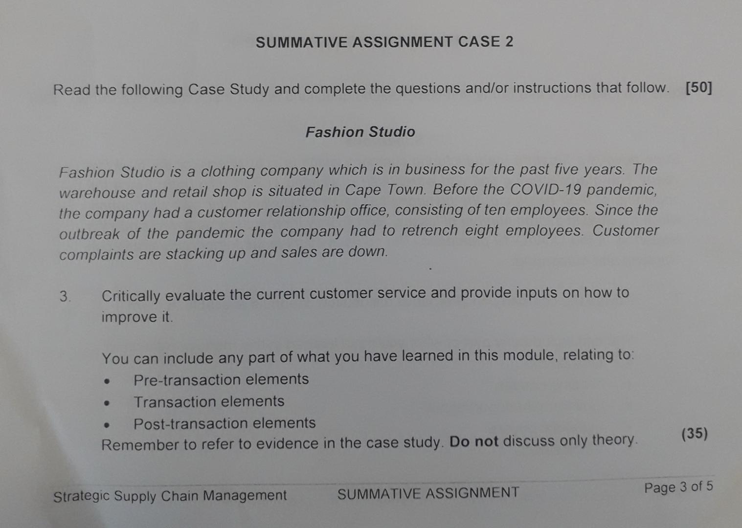 Solved SUMMATIVE ASSIGNMENT CASE 2 Read the following Case | Chegg.com