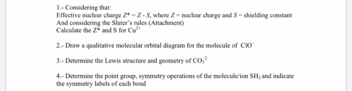 Solved shielding constant 1.- Considering that: Effective | Chegg.com