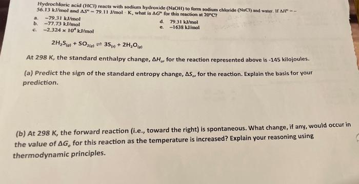 Solved Hydrochloric acid (HCI) reacts with sodium hydroxide | Chegg.com