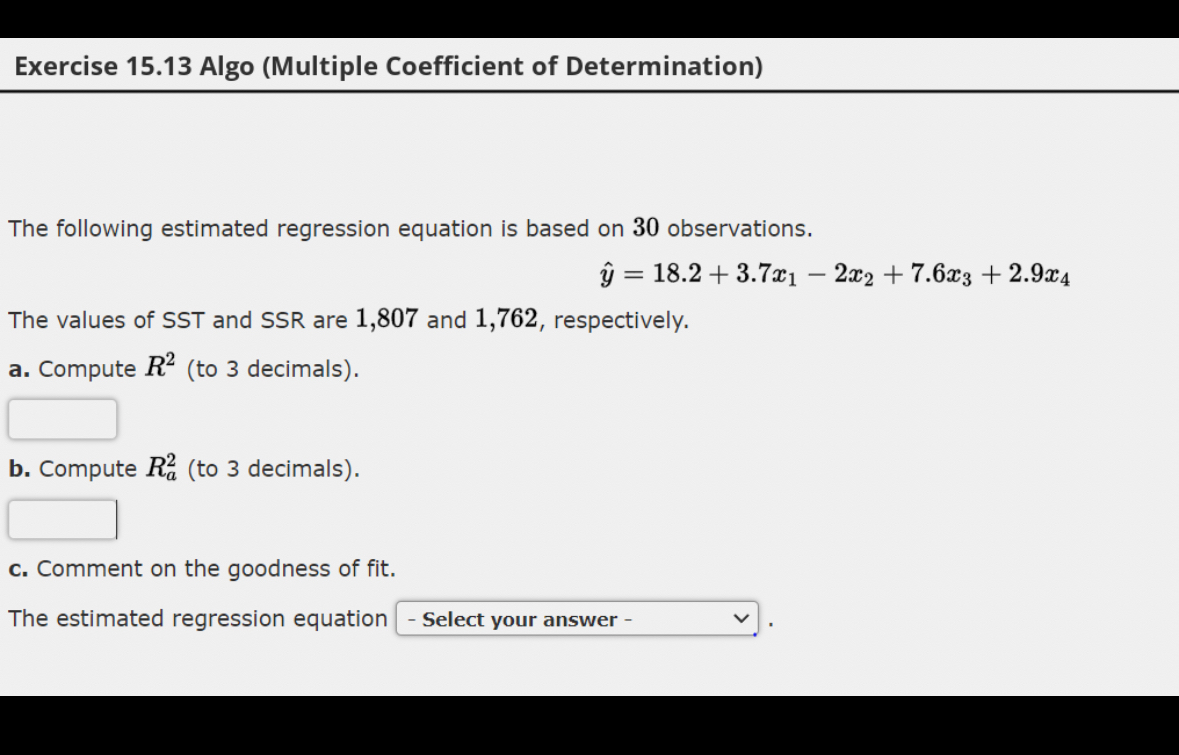 Solved Exercise 15.13 ﻿Algo (Multiple Coefficient of | Chegg.com