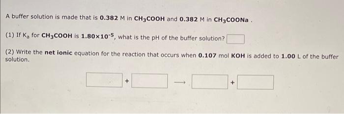 Solved A buffer solution is made that is 0.382M in CH3COOH | Chegg.com